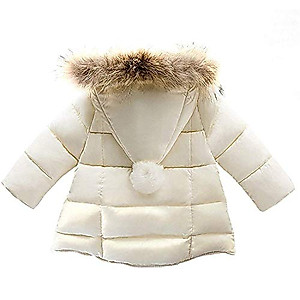 SRVNFBKT Baby Girls Boys Winter Warm Jacket Hooded Snowsuit Windproof Coat Outerwear Soft Fur Hoodies FBA (Beige, 0-3 Months)