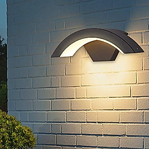 Mobestech Modern Arc Shape 12W Outdoor Light Sense Wall Light Waterproof Garden Courtyard Lamp for Home Farmyard Balcony Aisle Corridor ( White )
