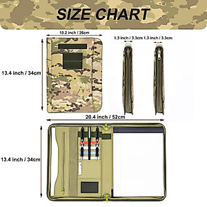 Army OCP Military Notebook Binder with Zippered Padfolio Organizer and Tactical Notebook Cover for A4 Folder, Large OCP Binder Planner for Men - Tactical Binder Organizer Military Binder (A4(Multi))