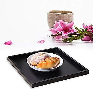 Alvinlite Serving Tray Black Wooden Serving Tray Wooden Decorative Square Tray for Coffee Table Modern Home Decorations 12x12 inch