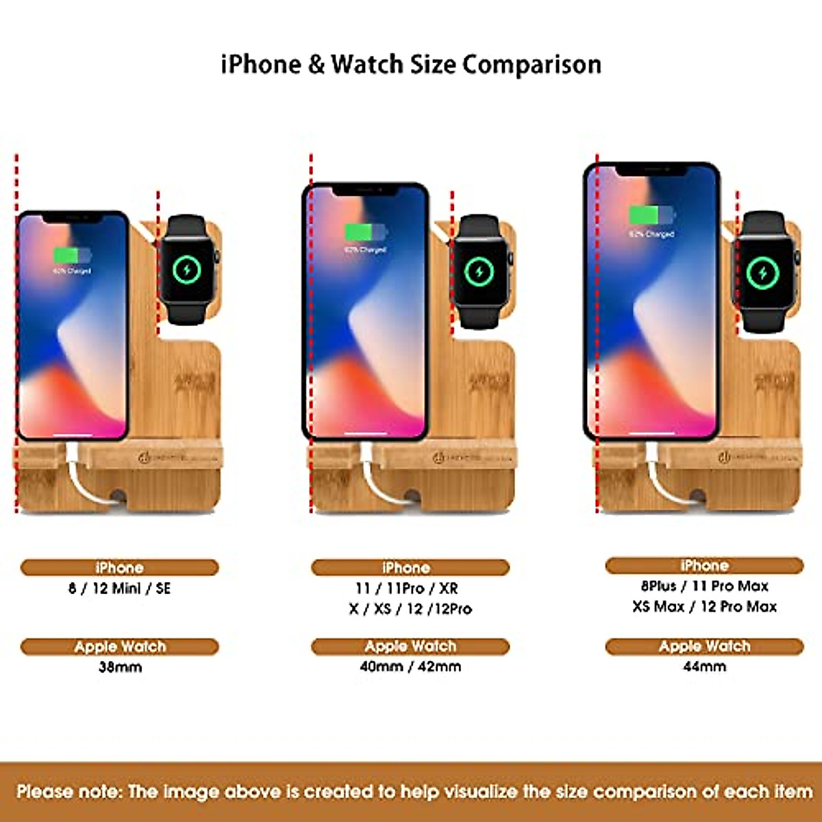 JACKCUBE Design Bamboo Charger Dock Stand Multi Device Charging Station Organizer Holder for Smartphone Cellphone Mobile Phone – :MK243A