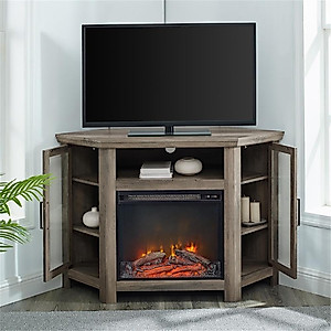 Walker Edison 48" MDF Corner Fireplace TV Stand - Grey Wash