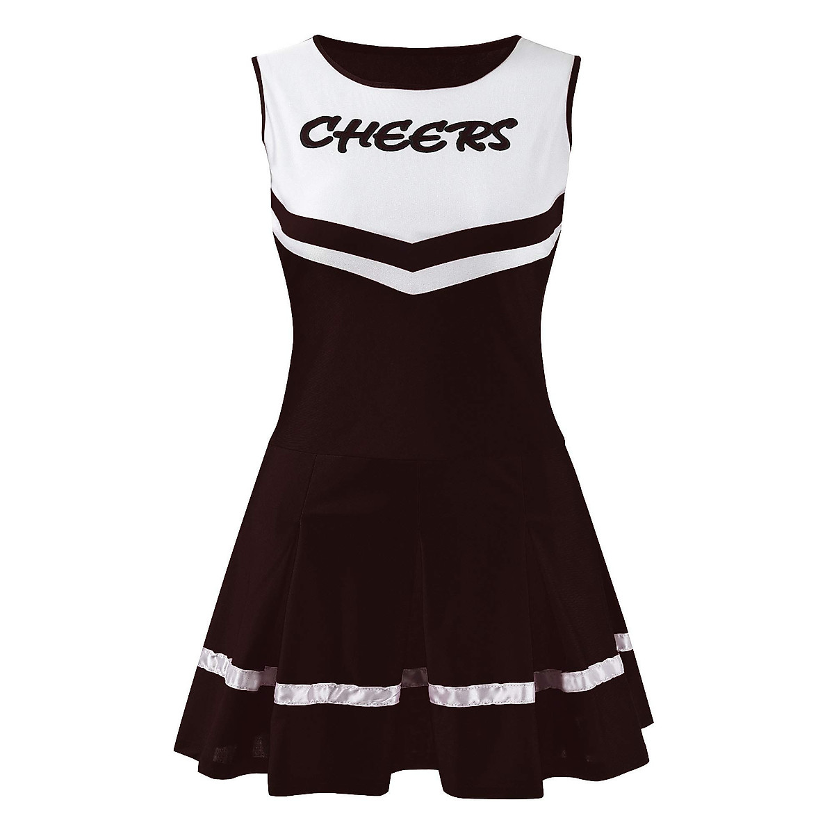 Makroyl Women's Musical Uniform Fancy Dress Complete Outfit High School Cheerleader Costume (White/Black, X-Large)