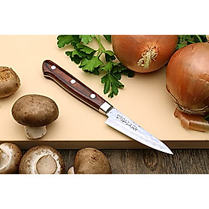 Yoshihiro VG-10 16 Layer Hammered Damascus Stainless Steel Gyuto 8.25'' (210mm) Japanese Chefs Knife & Paring Utility Knife 3.2'' (80mm) SET