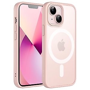 JETech Magnetic Case for iPhone 13 Mini 5.4-Inch Compatible with MagSafe, Translucent Matte Back Slim Shockproof Phone Cover (Chalk Pink)