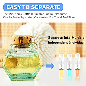 Csdtylh Mini Spray Bottle, Clear Plastic Empty Sample Containers, Fine Mist Perfume Travel Refillable Spray Bottle Perfume Atomizer Small Portable Bottle for Cleaning, Travel, Essential Oils (60, 2ml)