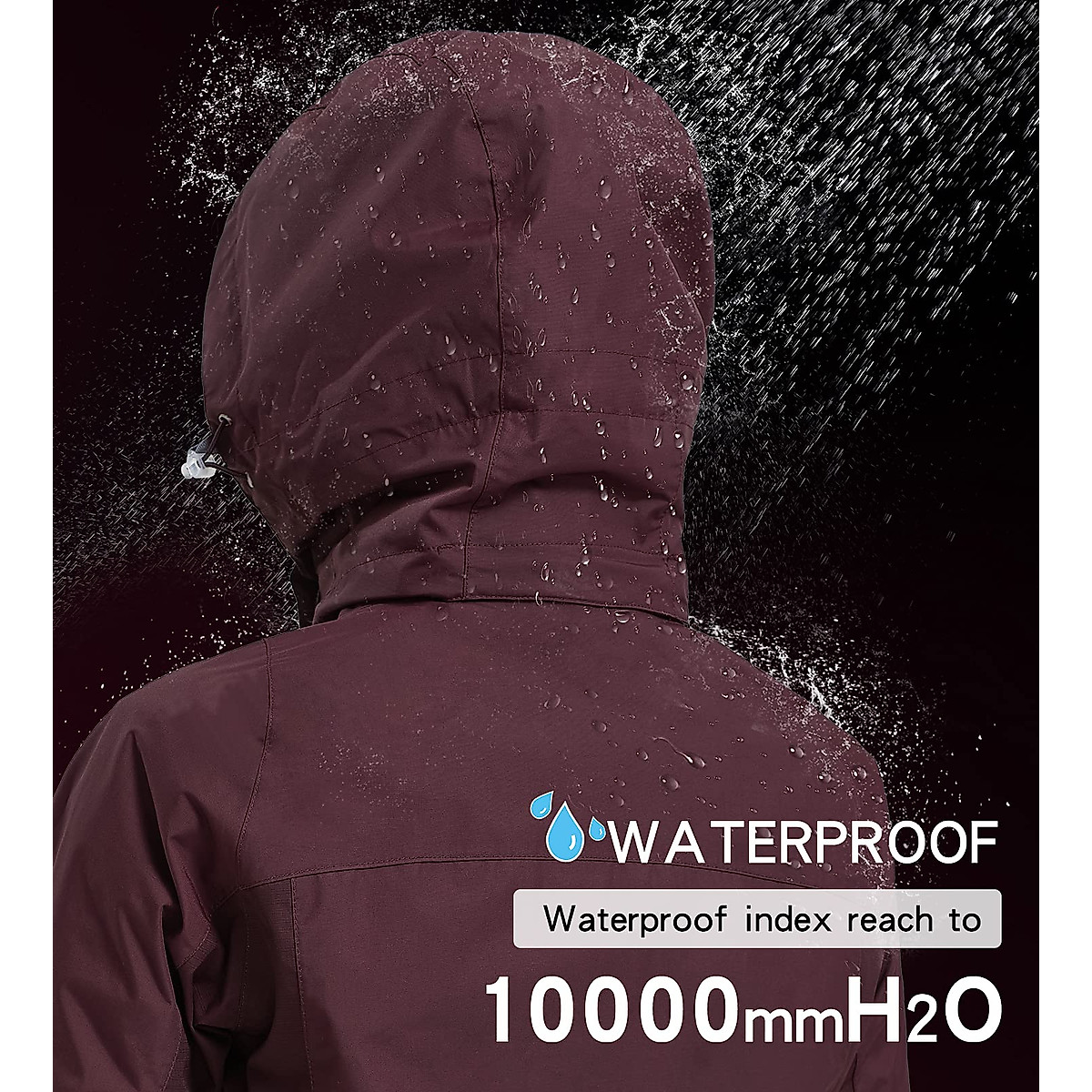 CAMEL CROWN Women's Ski Jacket Waterproof 3 in 1 Winter Jacket Windproof Warm Fleece Hooded Snowboard Mountain Snow Coat