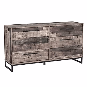Signature Design by Ashley Neilsville Industrial Butcher Block Style Dresser, Natural Pallet Brown