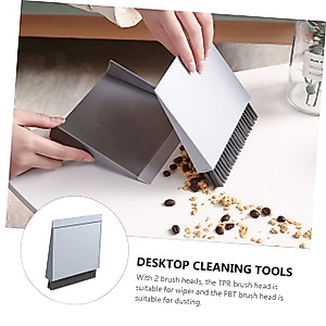Gogogmee 1 Set Desktop Cleaning Kit Mini Desktop Cleaner Car Air Vent Cleaner Standing Desk Topper Mini Broom Keyboard Broom Desktop Dustpan Computer Broom Desktop Broom Brush Grey