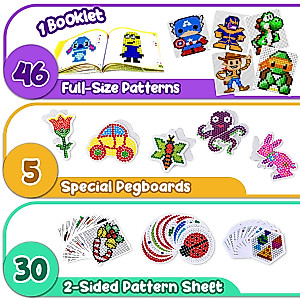 GoodyKing 5500 pcs+ Arts and Crafts Fuse Beads Kit for Kids with Instruction - 5mm Pixel Art Melty Plastic Beads Set with 111 Patterns, 21 Assorted Colors Plus - School Teens Kids Age 4 5 6 7 8 and up