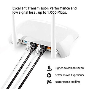 Cat 6 Ethernet Cable 100 ft, Indoor&Outdoor, High Speed Flat Internet Network Cable - Cat6 Ethernet Patch Cable Long - Black Computer LAN Cable + Free Cable Clips and Straps