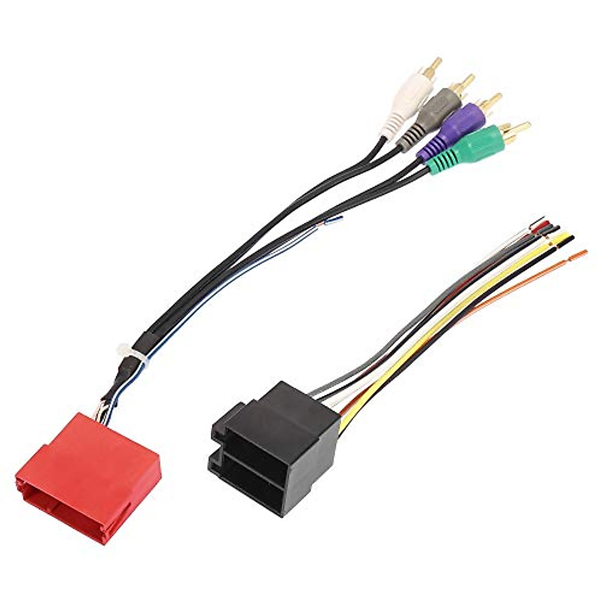 X AUTOHAUX 70-1787 Car Stereo CD Player Wiring Harness Set Wire Radio Adapter 4 RCA Male Connector for Volkswagen for Audi