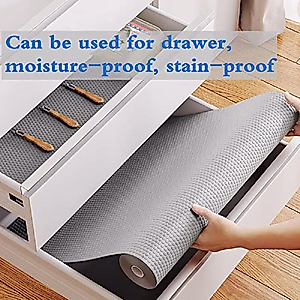 Shelf Liner, Drawer Liners for Kitchen,Non Adhesive Water Resistant, Strong Grip,Easy Clean and Trim, Smooth Surface Liners for Kitchen Cabinets, Shelves, Pantry (Grey, 11.8 inches x 59 inches)