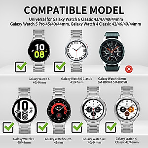 GOLDTOLUCK Compatible with Samsung Galaxy Watch 7 6 5 4 FE Band Ultra Pro Classic 43mm 47mm 45mm 40mm 44mm 42mm 46mm No Gap Classy Elegant Casual Men Women Metal Business Stainless Steel