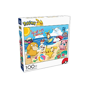 Buffalo Games - Pokemon- Pokemon Beach Day - 100 Piece Jigsaw Puzzle for Families -Challenging Puzzle Perfect for Game Nights - Finished Size is 15.00 x 11.00