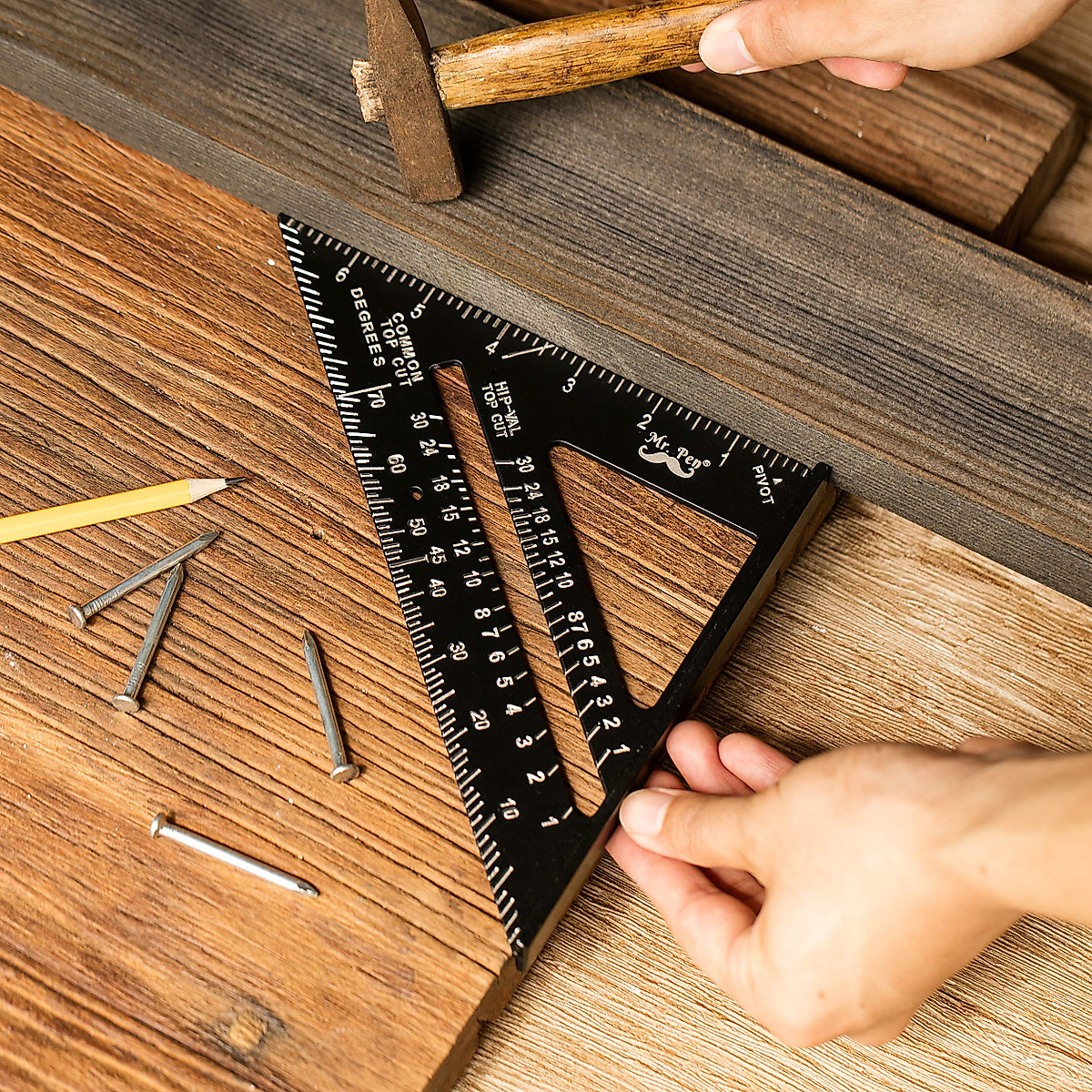 Mr. Pen- Rafter Square, Metal Square, 7 Inch, Carpenters Square, Square Tool, Metal Square Ruler, Carpentry Squares, Woodworking Square, Square Angle Tool, Aluminum Rafter Square, Carpenter Square