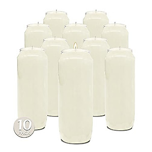 9 Day White Prayer Candles, 10 Pack - 7" Tall Pillar Candles for Religious, Memorial, Party Decor, Vigil and Emergency Use - Vegetable Oil Wax in Plastic Jar Container - by Hyoola