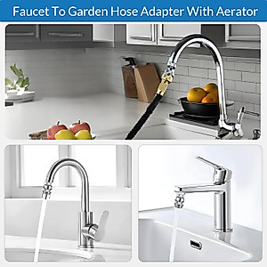 Sink Faucet to Garden Hose Adapter, Swivel Faucet Adapter Kit with Aerator, Multi-Thread Garden Hose Adapter for Kitchen & Bathroom, Chrome