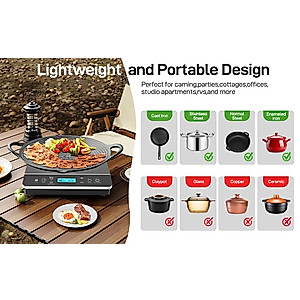 Panana Portable Induction Cooktop, 1800 Watts Induction Burner with LCD Sensor Touch, Induction Hot Plate with Safety Shutoff Function for Cooking, Single (BLUE LCD Dispaly - Silver)