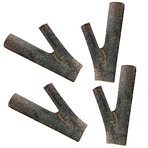 suiwotin 4pcs Real Tree Branch Wall Hook, Natural Wood Hooks Wooden Coat Hooks, Rustic Decorative Wall Mount Self Adhesive Hooks (Width 2-3 cm)