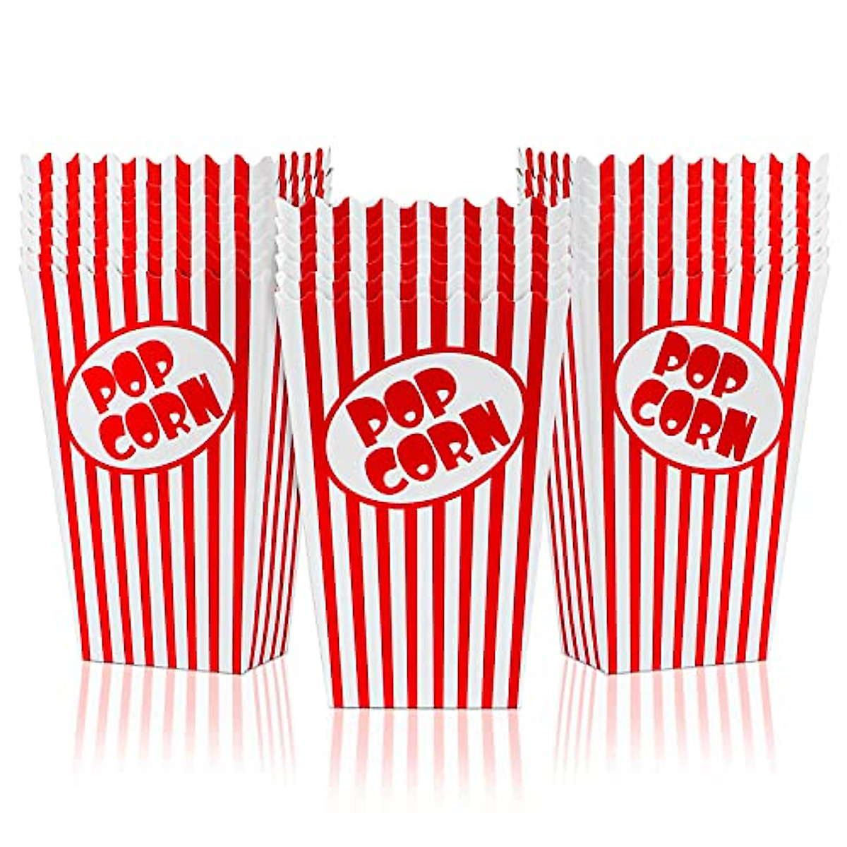 Zahaat 50 Popcorn Boxes 5.5 Inches Tall Red and White Popcorn Bags Mini Pop Corn Buckets and Container for Movie Theater, Home, Carnival Party, Decorations