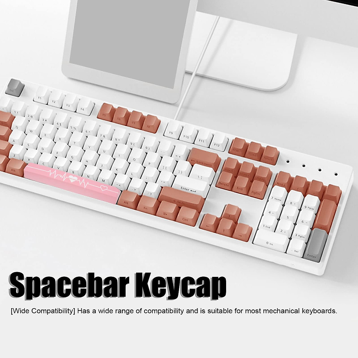 Archuu Heartbeat Cutesy Spacebar Keycaps,PBT Cute Cartoon DIY Mechanical Gaming Keyboards Keycaps, Gaming Keycaps,Keyboard Replacement Accessories