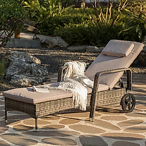 Gardenised Outdoor Weather Resistant Beach or Poolside Rattan Lounge Chair, Charcoal, Set of 2, Brown