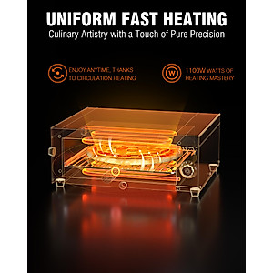 PYY Commercial Pizza Oven Electric up to 12 Inch Table Top Pizza Oven Indoor Stainless Steel Professional Pizza Cooker Baker Countertop with Timer & Crumb Tray for Commercial Kitchen Restaurant 1100W