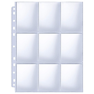 HERKKA Trading Card Sleeve Pages, 100 Pack 9 Pocket Album Pages 11 Holes Fit 3 Ring Binder