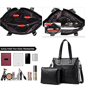 Downupdown Women Handbags and Purse Set Soft Leather Shoulder Bags Medium Satchel Minimalist Ladies Tote Bag Crossbody Bag 2-Pcs-Green