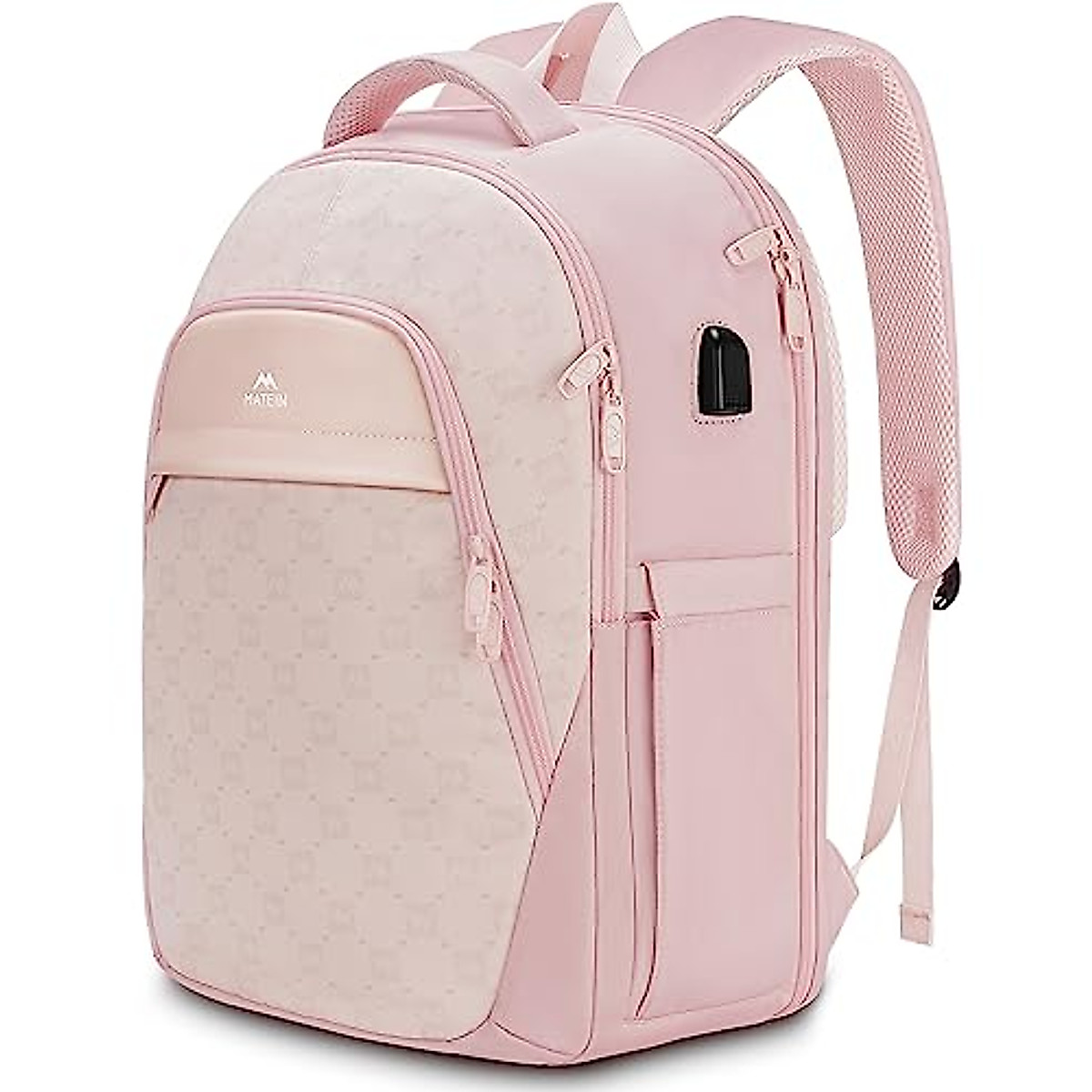 Backpack for Women College, Anti Theft 17 Inch Laptop Backpack with USB Charging Port, Large TSA Water Resistant Airline Approved Lightweight Travel Daypack Cute Nurse Work Weekender Computer Bag,Pink
