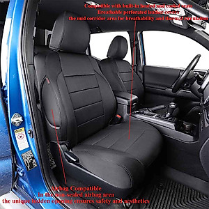 EKR Custom Fit Tacoma Front Car Seat Covers for Select Toyota Tacoma 2012 2013 2014 2015 (Regular Seats) - Front Row Only, Neoprene (Black)
