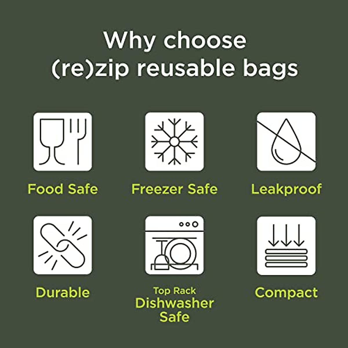 rezip 3-Piece Stand-Up Reusable Bag Bundle | BPA-Free, Food Grade, Leakproof, Freezer and Dishwasher Safe | Quart (1), 2-Cup (1), Snack (1) | Aqua