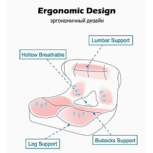 Odekai Ergonomic Seat Cushion for Office Chair, Orthopedic Memory Foam Coccyx Cushion for Tailbone Pain - Office Chair Car Seat Cushion - Seat Cushions for Pressure Relief