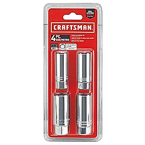 Craftsman 3/8 in. Drive Metric and SAE 6 Point Standard Spark Plug Socket Set, 4 Piece Set (CMMT34504)