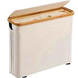 Toilet Paper Storage Anti-Slip Toilet Paper Bin with Lid Handle Waterproof Standing Toilet Paper Basket 18 x 6 x 14 Bathroom Accessories for Home, Hotel Beige.