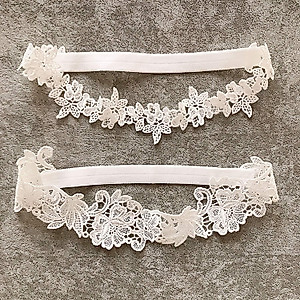 Adove Wedding Garters For Bride Stretch Lace Bridal Garter Sets White Flower Floral Leg Wedding Garter
