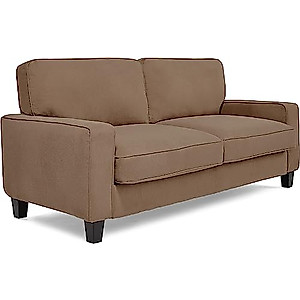 Serta Palisades Upholstered Sofas for Living Room Modern Design Couch, Straight Arms, Soft Fabric Upholstery, Tool-Free Assembly, 78" Sofa, Kingston Tan