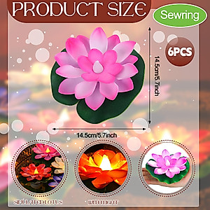 Tujoe 6 Pcs Diwali Lotus Decoration Floating Lotus with Lights Plastic Flower Diwali Artificial Lotus Traditional Indian Decor for Diwali Puja Home Outdoor Party Decoration (5.71 Inch)