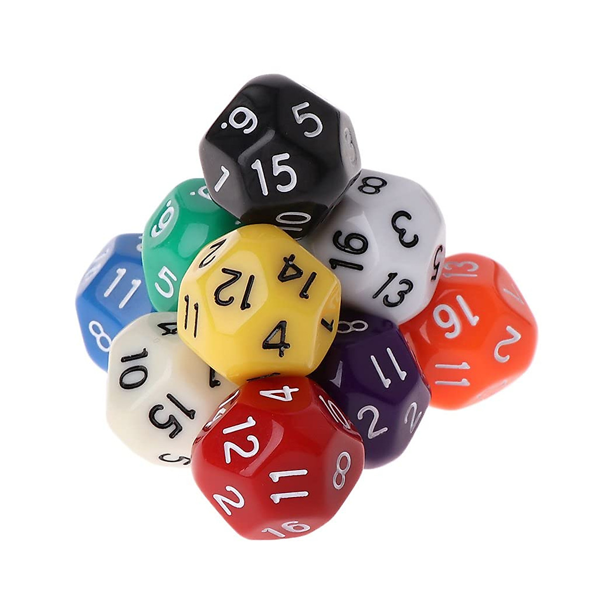 Lanema 10 Pcs D16 Polyhedral Dice for Dungeons and Dragons 16 Sided Dice Set