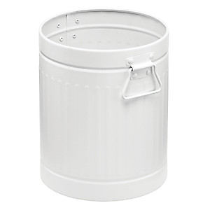 mDesign Steel Metal 2 Gallon/7 Liter Trash Can Wastebasket, Garbage Bin with Handles for Bathroom, Kitchen, Bedroom, Office - Holds Trash, Waste, Garbage, Recycling - White
