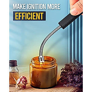 Lighter Electric Candle Lighter Rechargeable - Birthday Gifts for Women Men Upgraded Plasma Arc USB Lighter with LED Display 360° Flexible Neck Flameless Safety Switch Long Lighter for Grill Cooking