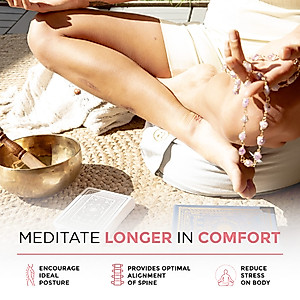 Buckwheat Meditation Cushion Round Zafu Yoga Pillow - Zafu Meditation Cushion Velvet with Zippered Organic Cotton Liner to Add or Remove Hulls | Machine Washable - Free Carry Bag (White)