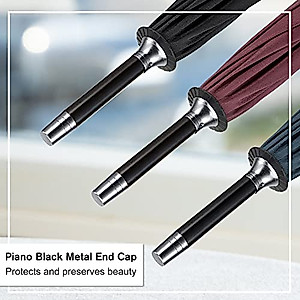 G4Free Wooden J Handle Umbrella 54 Inch Large Auto Open Classic Windproof Rain Stick Umbrellas for Men Women (Black)