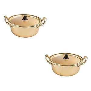 YARNOW 2 Pcs Korean Instant Noodle Pot Japanese Noodles Ramen Ceramic Frying Pan with Lid Steamer Cookware Deep Saucepan Korean Pots for Cooking Aluminum Pot Kitchen Pan Ramen Pot Candy