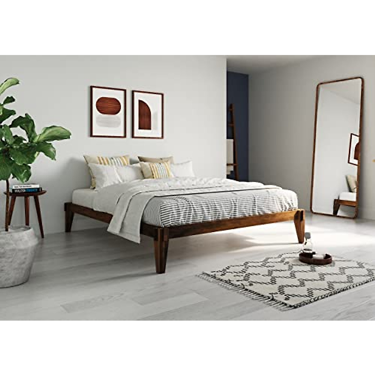 Bme Chalipa 14” King Bed Frame - Wood Platform Bed - Wood Slat Support - No Box Spring Needed - Easy Assembly - Minimalist & Modern Style, Walnut