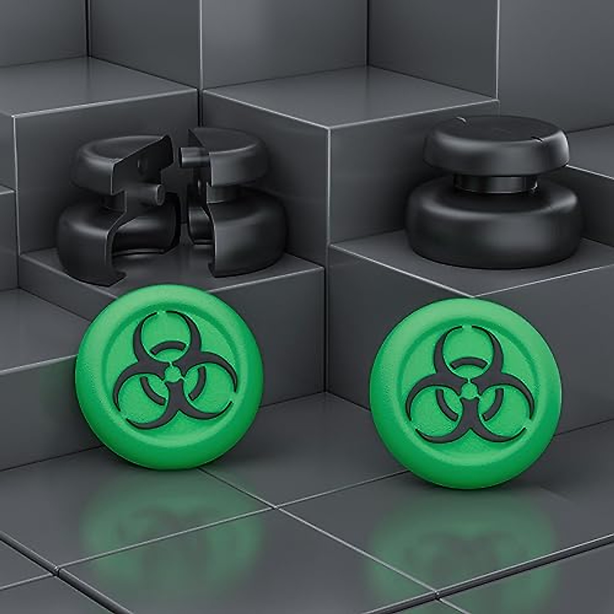 PlayRealm NO Falling Off Thumbstick Extender & Silicone Grip Cover 2 Sets for Xbox Series X/S & Xbox One S/X Controller(BH Green)