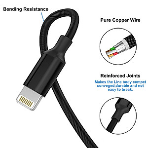 Multi 3 in 1 USB Long iPhone Charging Cable, 3M/10Ft Nylon Braided Universal Phone Charger Cord USB C/Micro USB/Lightning Connector Adapter for Android/Apple/Samsung/LG/Pixel/Huawei/XiaoMi(Black)