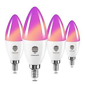 Smart Candelabra LED Bulbs, E12 Smart Bulbs Compatible with Alexa/Google Home, 6W (60W Equivalent) 600LM, Smart Chandelier Light Bulbs, No Hub Required, 2.4GHz WiFi Only, 4 Pack