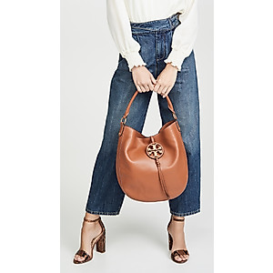 Tory Burch Women's Miller Metal Slouchy Hobo Bag, Aged Camello, Tan, One Size